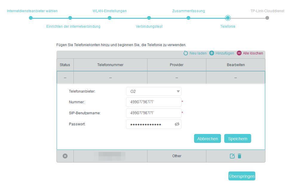 Einrichtung des Internetzugangs und der Telefonie mit einem VoIP-Modem ...