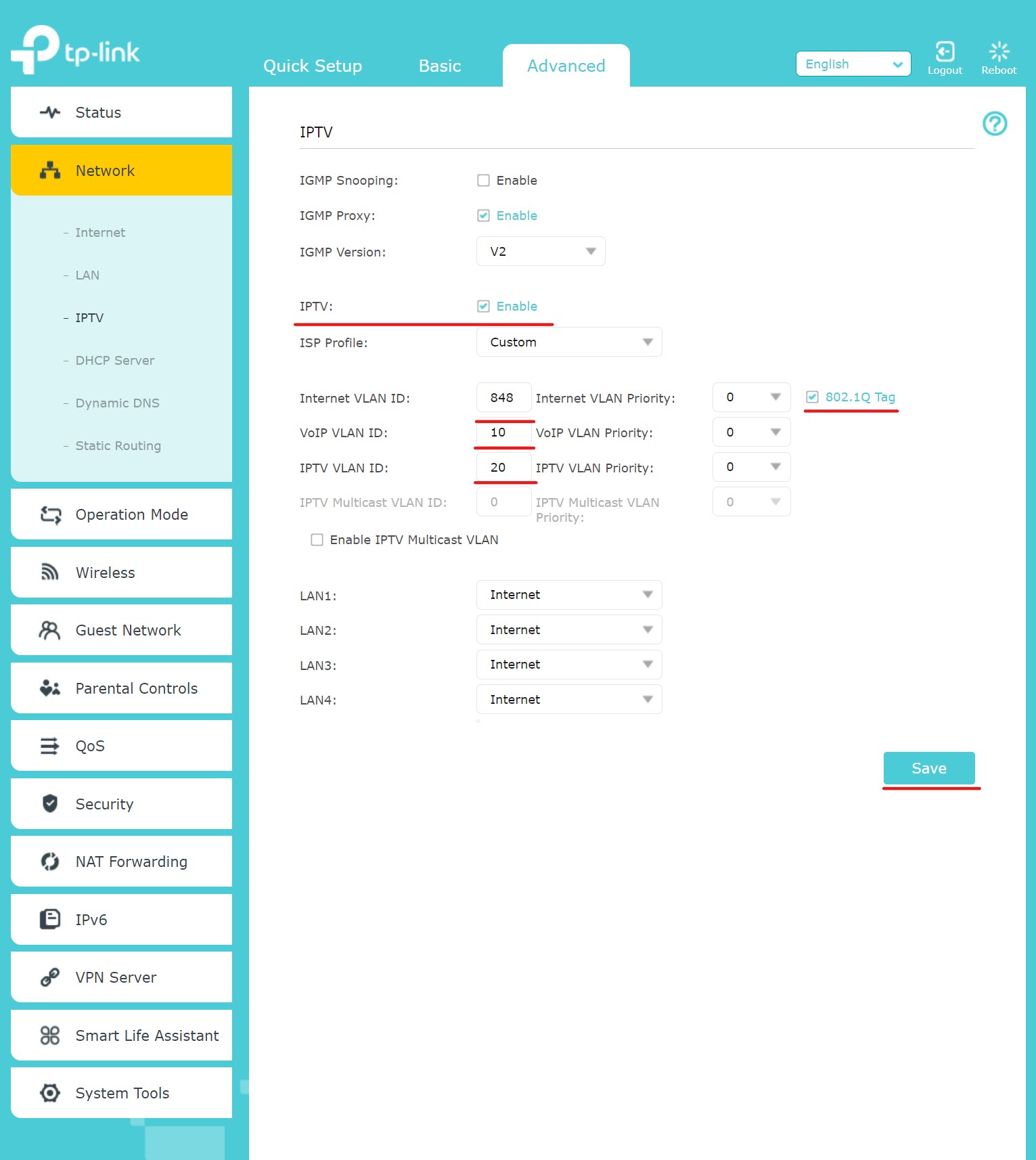 Jak nastavit TP-link router za zařízením Terminátor (bonding)