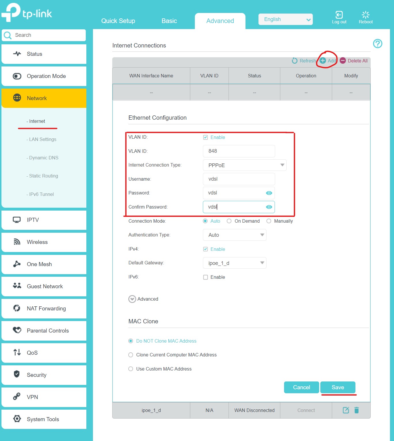 Jak nastavit TP-link router za zařízením Terminátor (bonding)