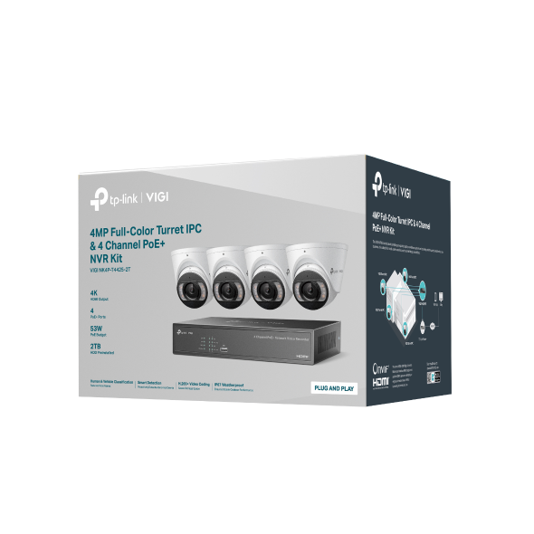 VIGI NK4P-T4425-2T | VIGI 4MP Full-Color Turret IPC & 4 Channel PoE+ ...